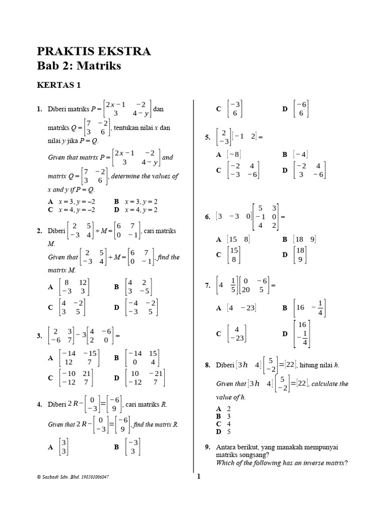 Praktis Ekstra Ting 5 Bab 2 | PDF | Coupon | Mathematical Objects