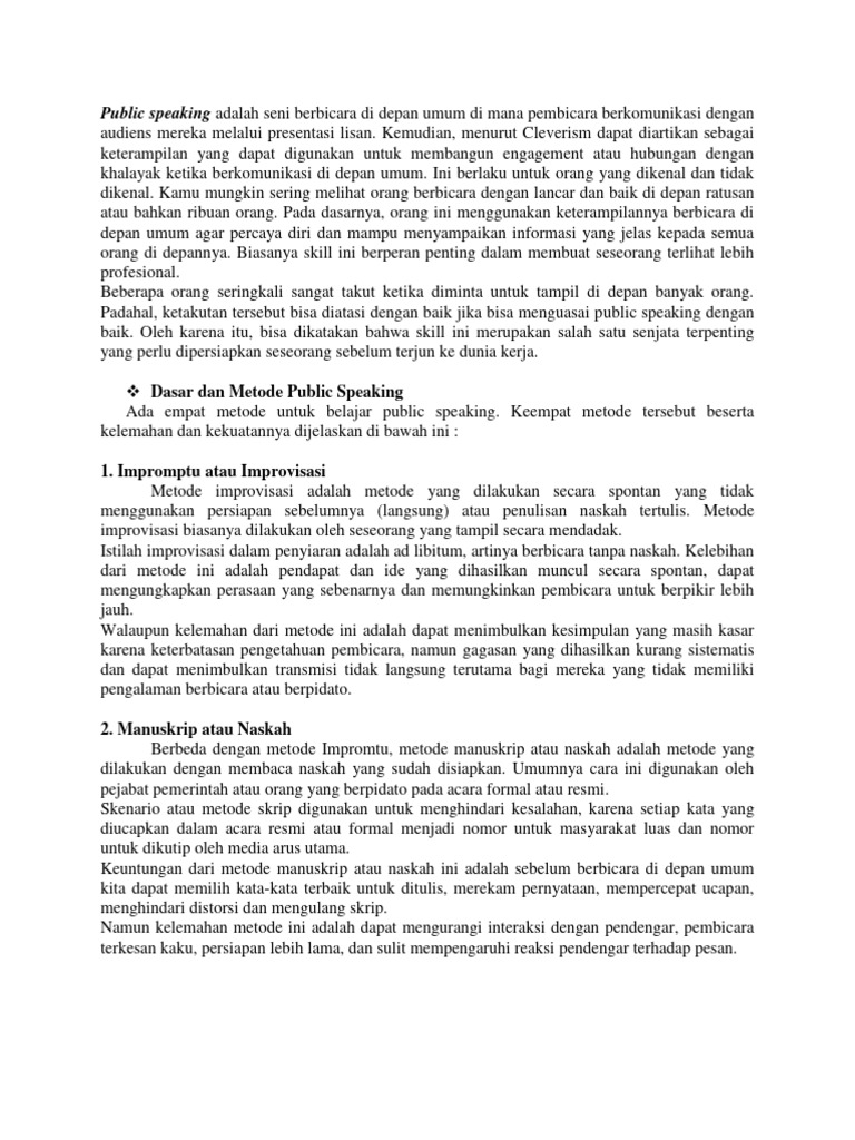 Materi Public Speaking | PDF