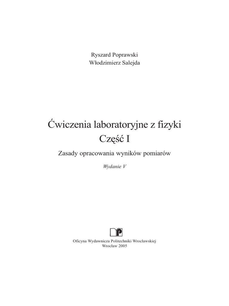 1074 Cwiczenia Laboratoryjne Z Fizyki CZ 1 Zasady Oprac | PDF