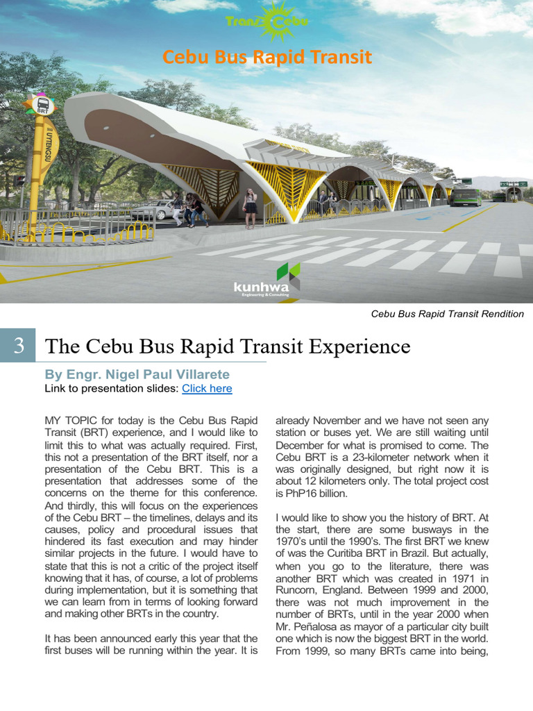 The Cebu Bus Rapid Transit BRT Experience | PDF | Transport | Economies