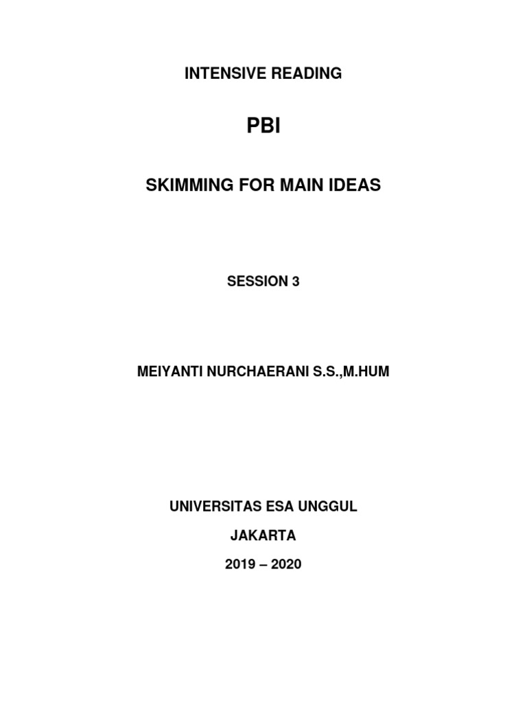 Module 3 Skimming For Main Ideas | PDF | Speed Reading | Paragraph