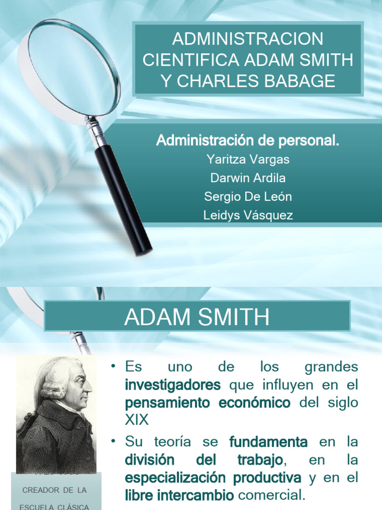 Administracion Cientifica Adam Smith y Charles Babage 2 | PDF | Adam ...