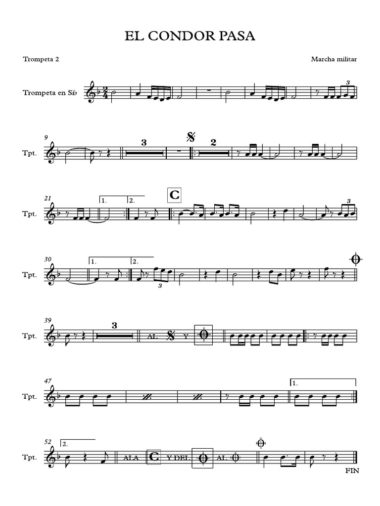 El Condor Pasa Trompeta 2 Marcha Militar | PDF