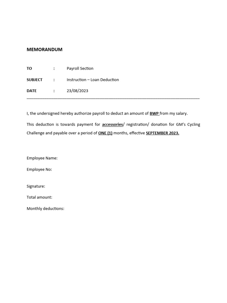 Payroll Loan Deduction Instructions | PDF