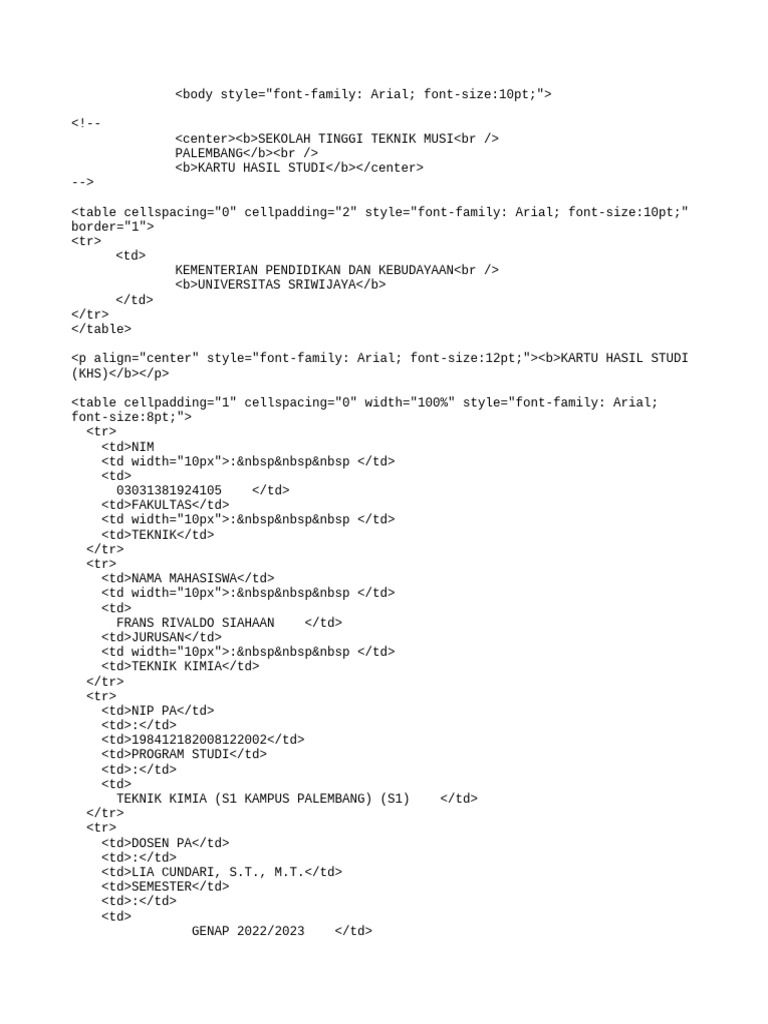 KHS 03031381924105 Semester 8 2022-2023 | PDF