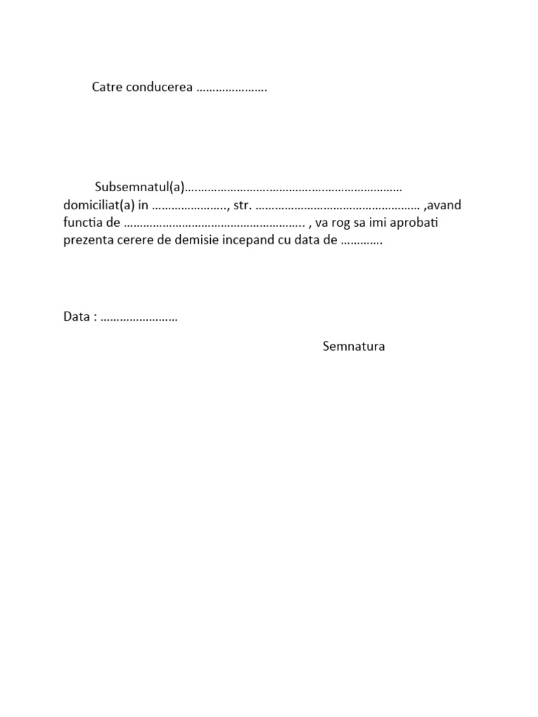 Cerere DEMISIE Simpla | PDF