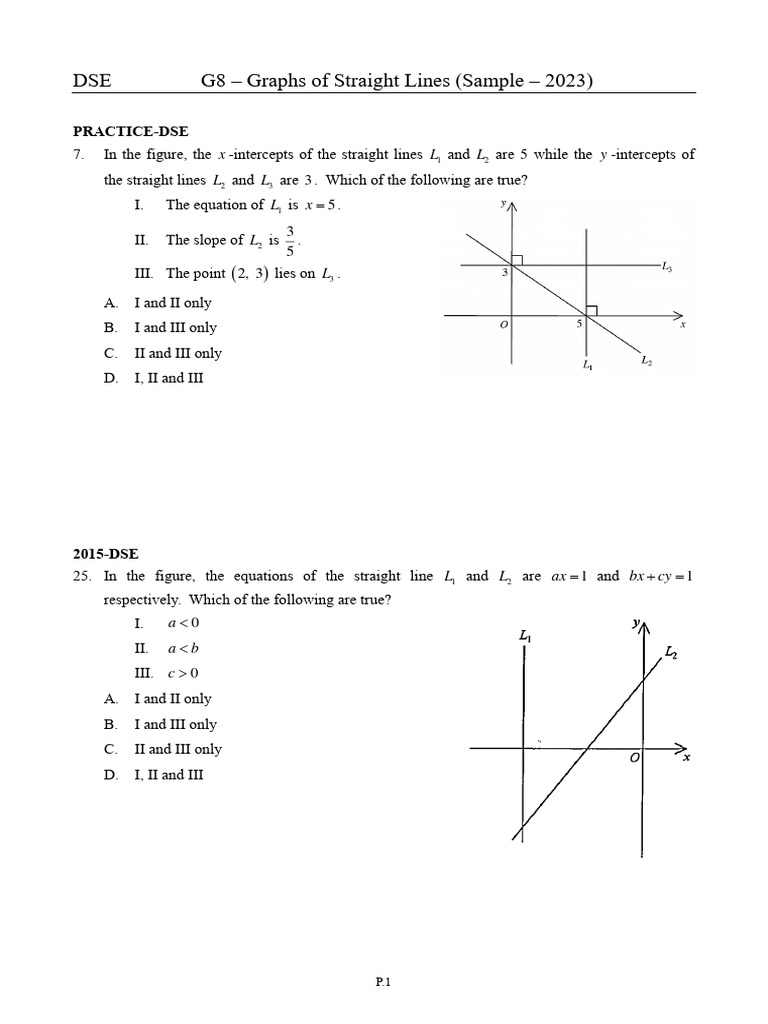 Straight Line Graphs Practice | PDF | Euclid | Algebraic Geometry