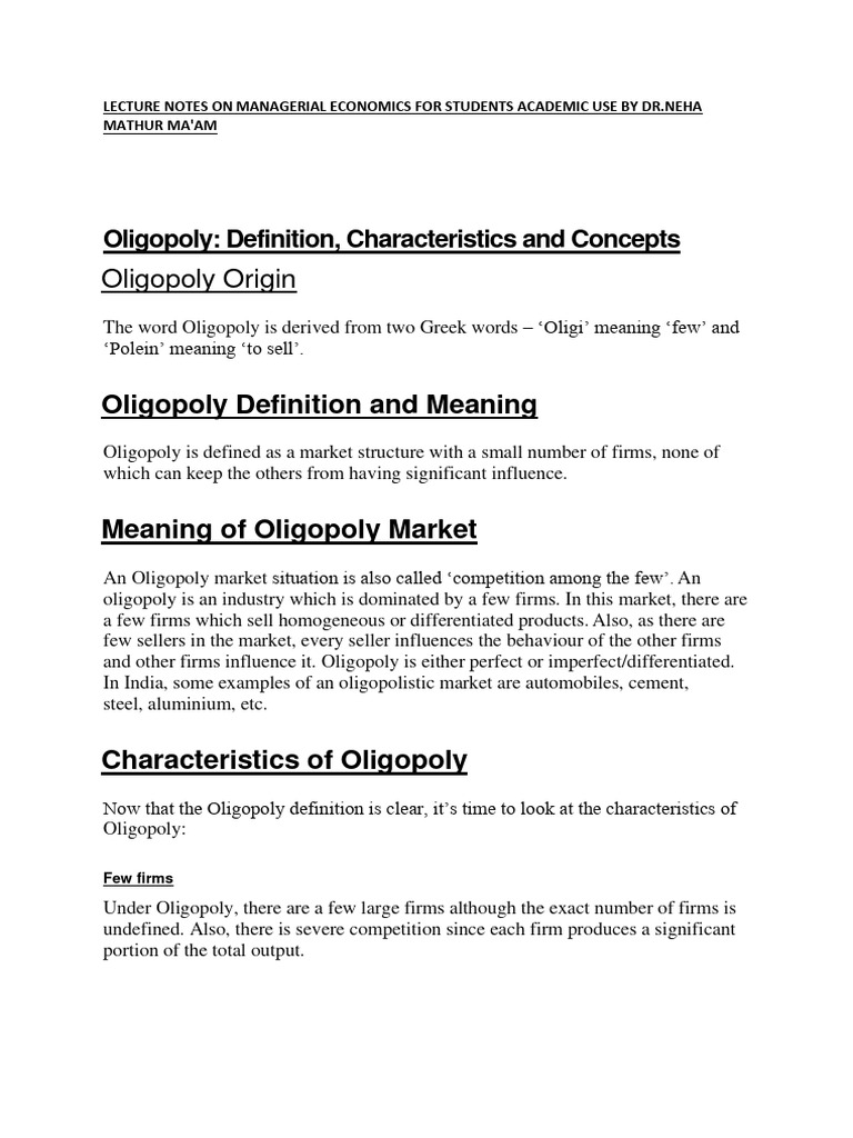 Oligopoly | Download Free PDF | Oligopoly | Demand Oligopoly | Download Free PDF | Oligopoly | Demand