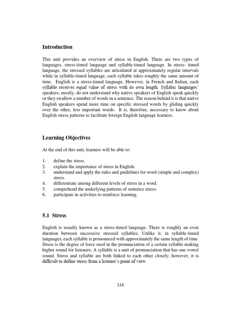 Phonetics and Phonology Chapter 5 Stress | PDF | Stress (Linguistics ...