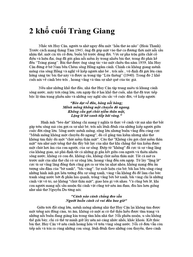 2 khổ cuối Tràng Giang | PDF