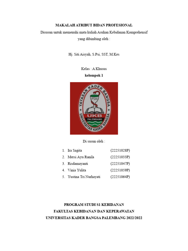 Makalah Atribut Bidan Profesional Kelompok 1 | PDF | Karier & Perkembangan