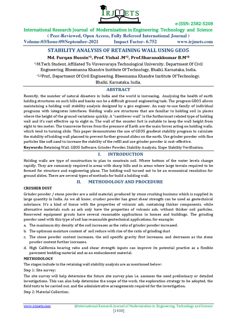 Stability Analysis of Retaining Wall Using GEO5 | PDF | Geotechnical ...