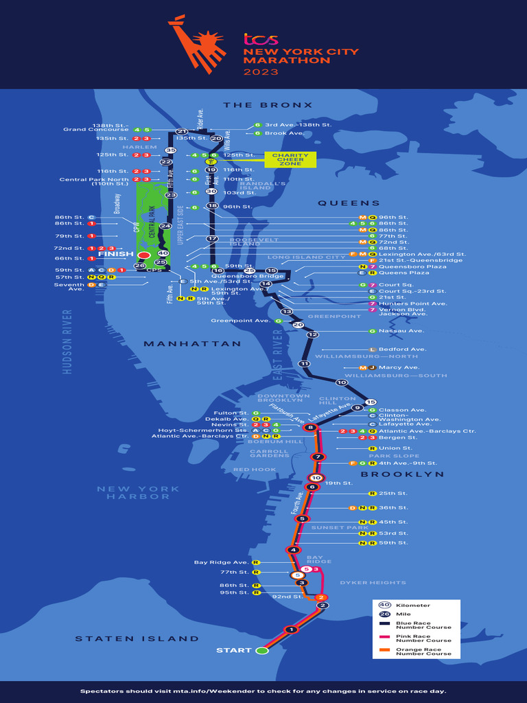 2023 TCS New York City Marathon Course Map | PDF | New York City | New ...