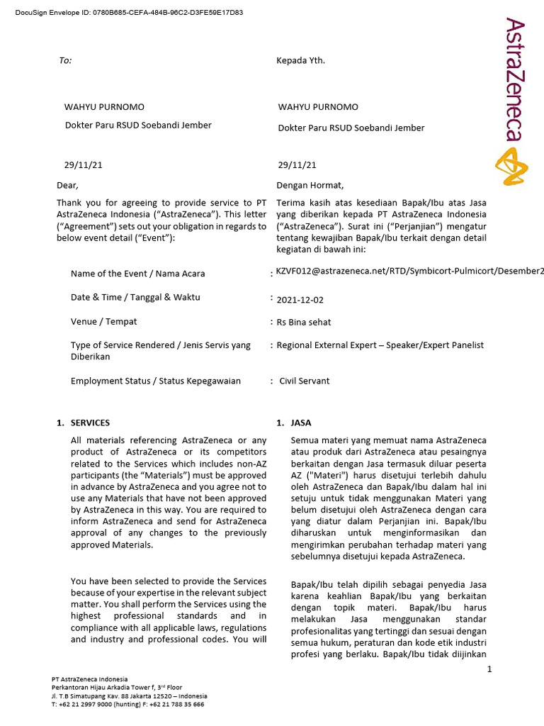 New Template Agreement of Engaging HCP (Speaker Moderator) - Final - DS | PDF