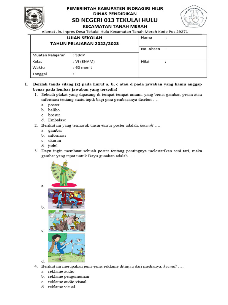 Soal PTS 2 SBDP Kelas 6 K13 | PDF