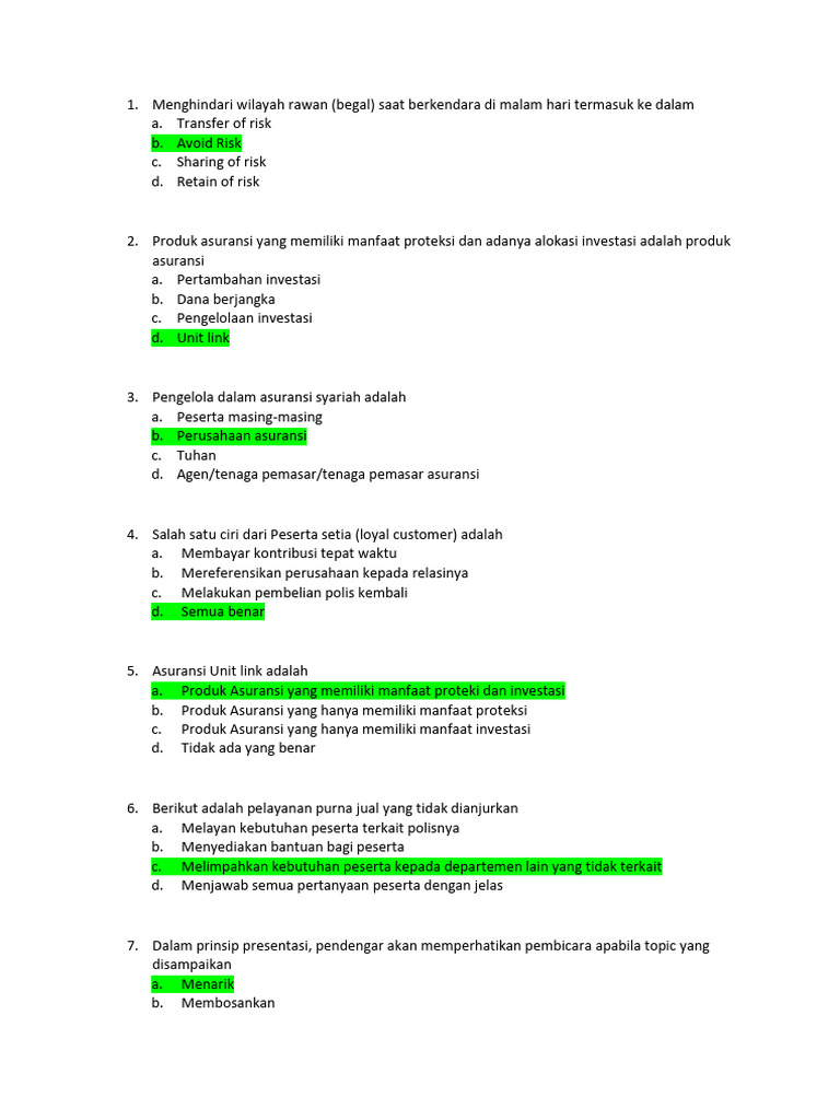 Contoh Soal Ujian Lisensi Syariah AASI | PDF