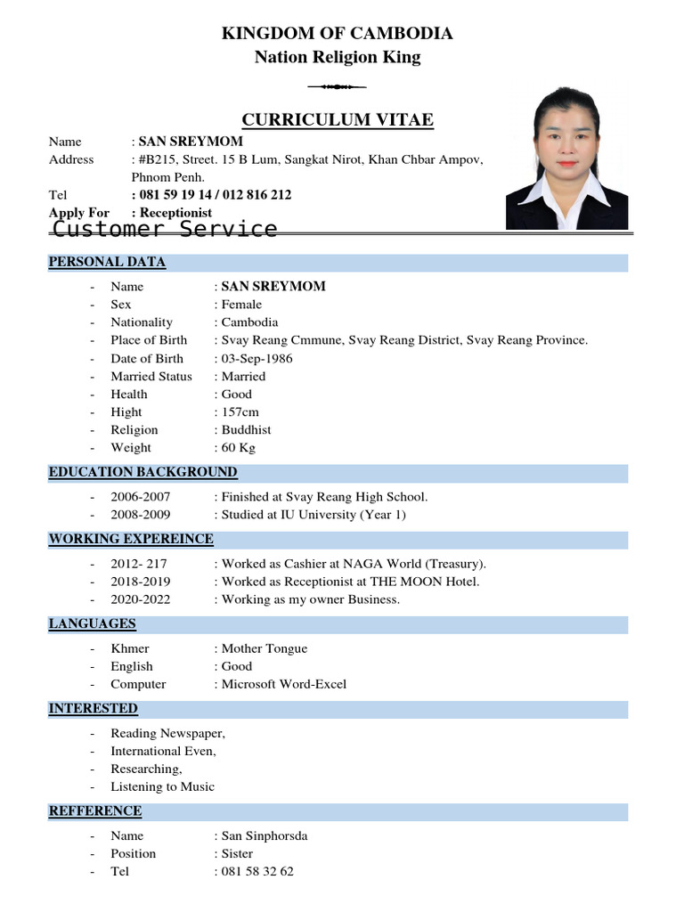 Customer Service: Kingdom of Cambodia Nation Religion King | PDF ...