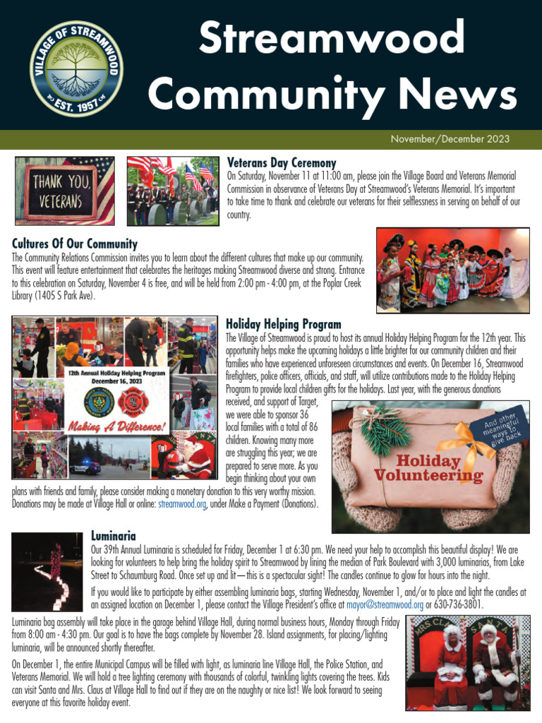Streamwood Community Events Update | PDF | Christmas And Holiday Season ...