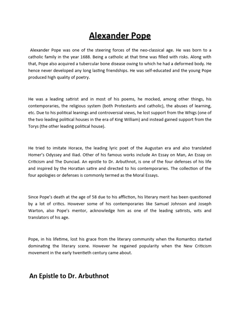 Pope As A Satiriat | Download Free PDF | Alexander Pope | Satire