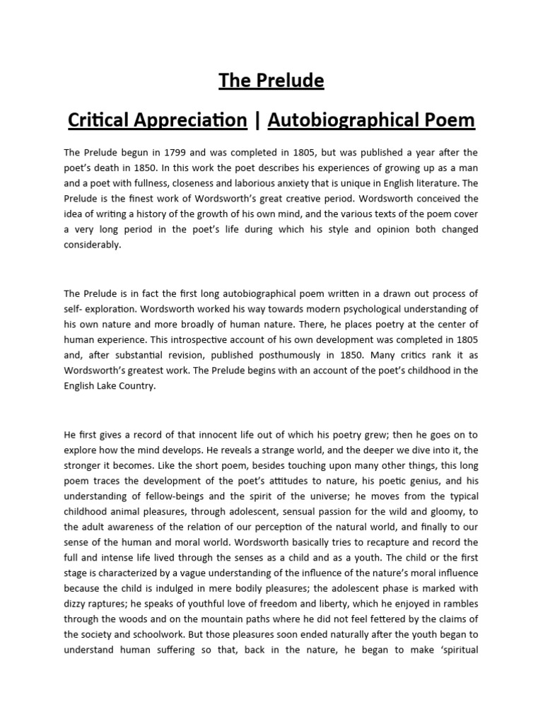 The Prelude | PDF | Poetry | William Wordsworth