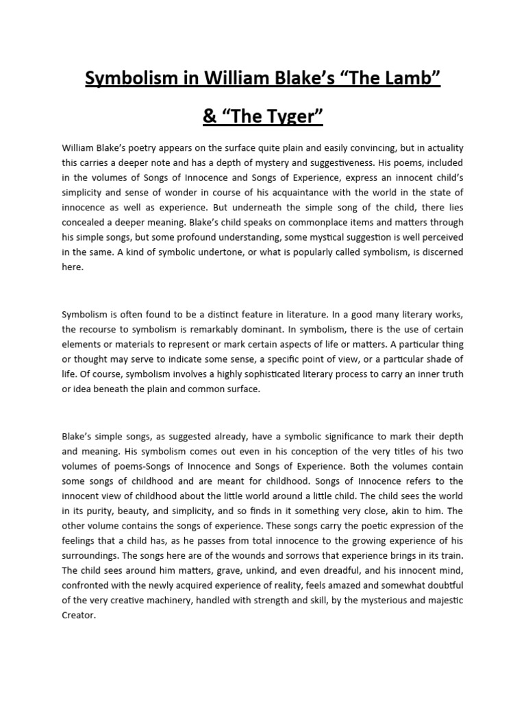 William Blake Symbolism | PDF | William Blake | Experience