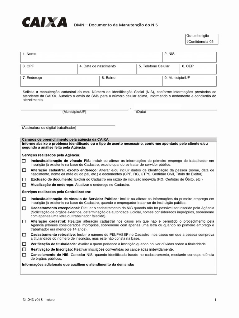 Manutenção do NIS: Formulário e Instruções | PDF | Finanças e ...