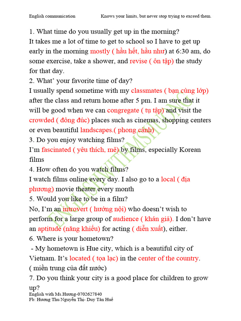 Speaking Part 1 | PDF