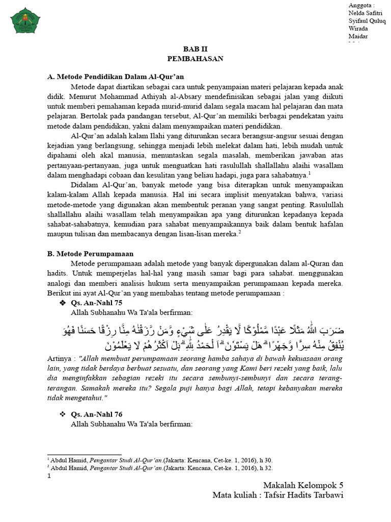 Makalah Tafsir Hadits Tarbawi | PDF