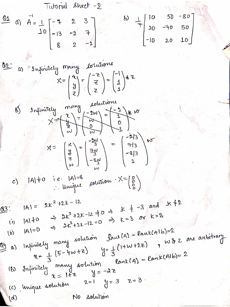Tutorial Sheet 2 Solutions | PDF