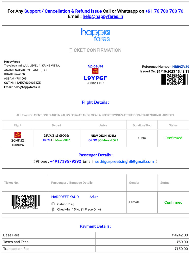 Ticket Confirmation | Download Free PDF | Aviation | Transport