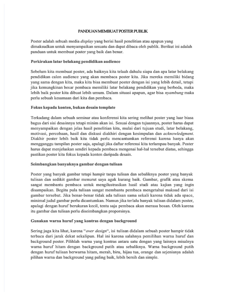 PDF Panduan Membuat Poster Publik Compress | PDF