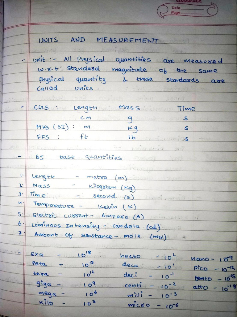Unit Measurements and Dimensions | PDF