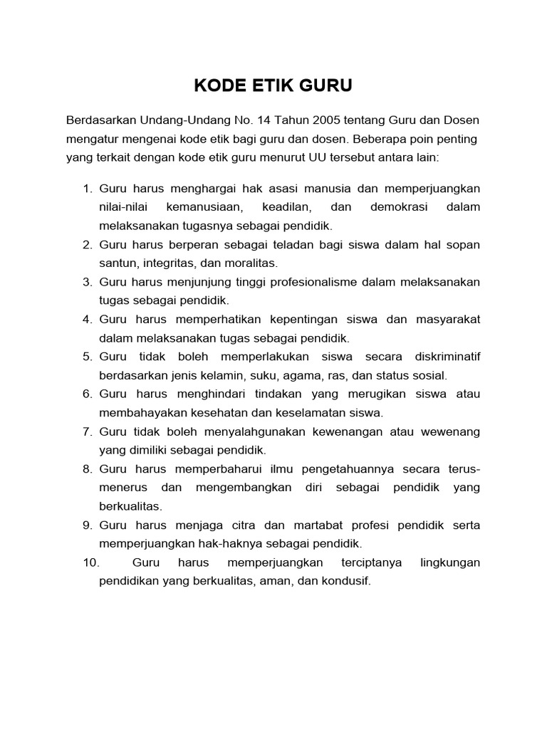 Kode Etik Guru | PDF