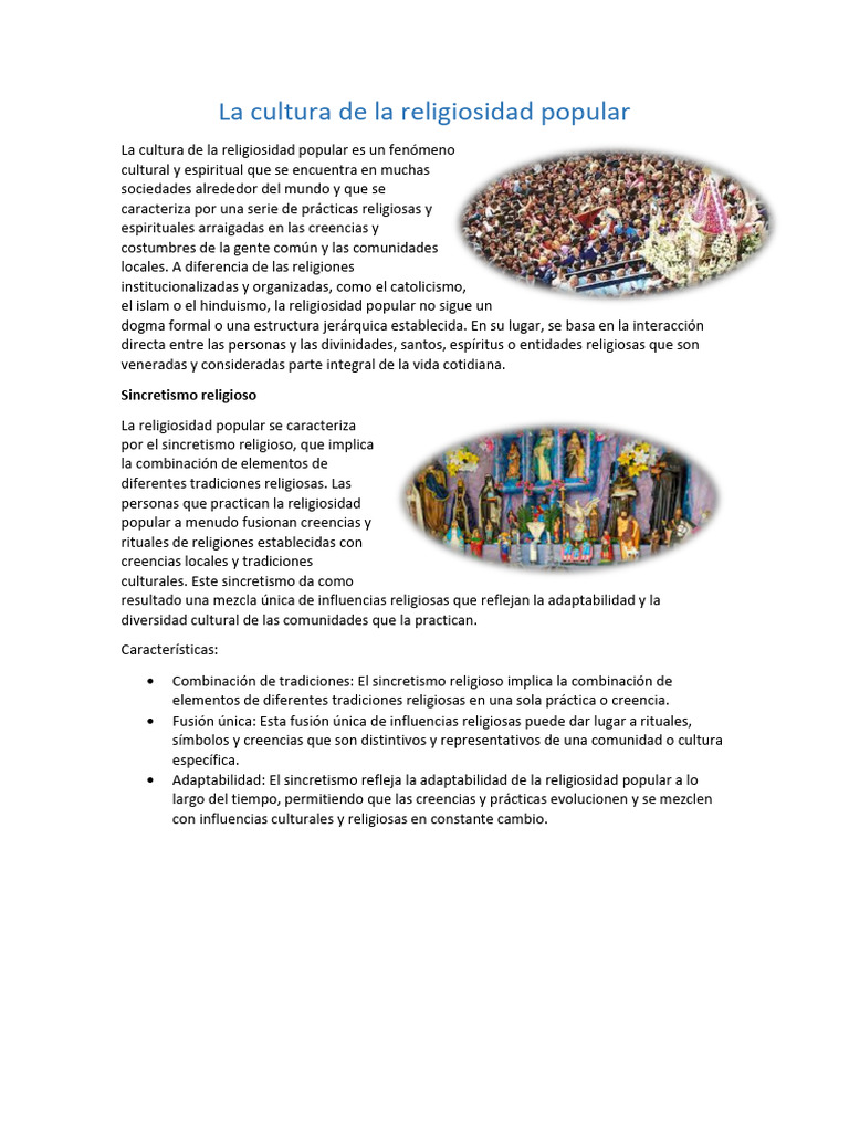 La Cultura de La Religiosidad Popular | PDF | Religión popular | Rituales