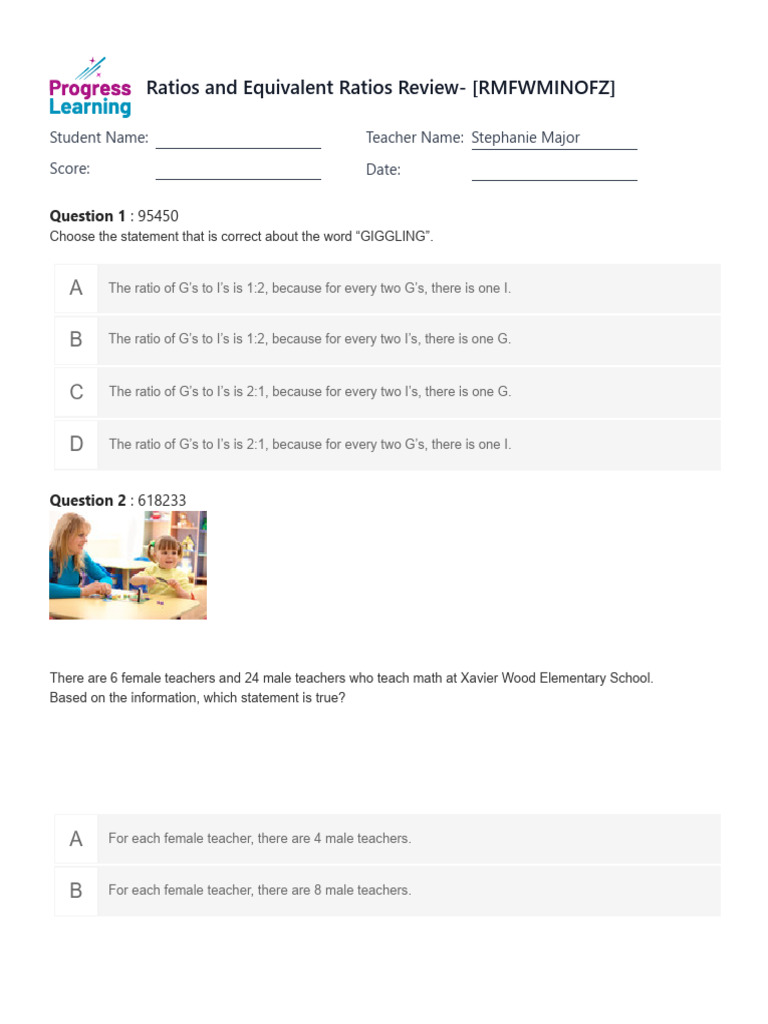 Ratios and Equivalent Ratios Review Assessment | PDF | Ratio