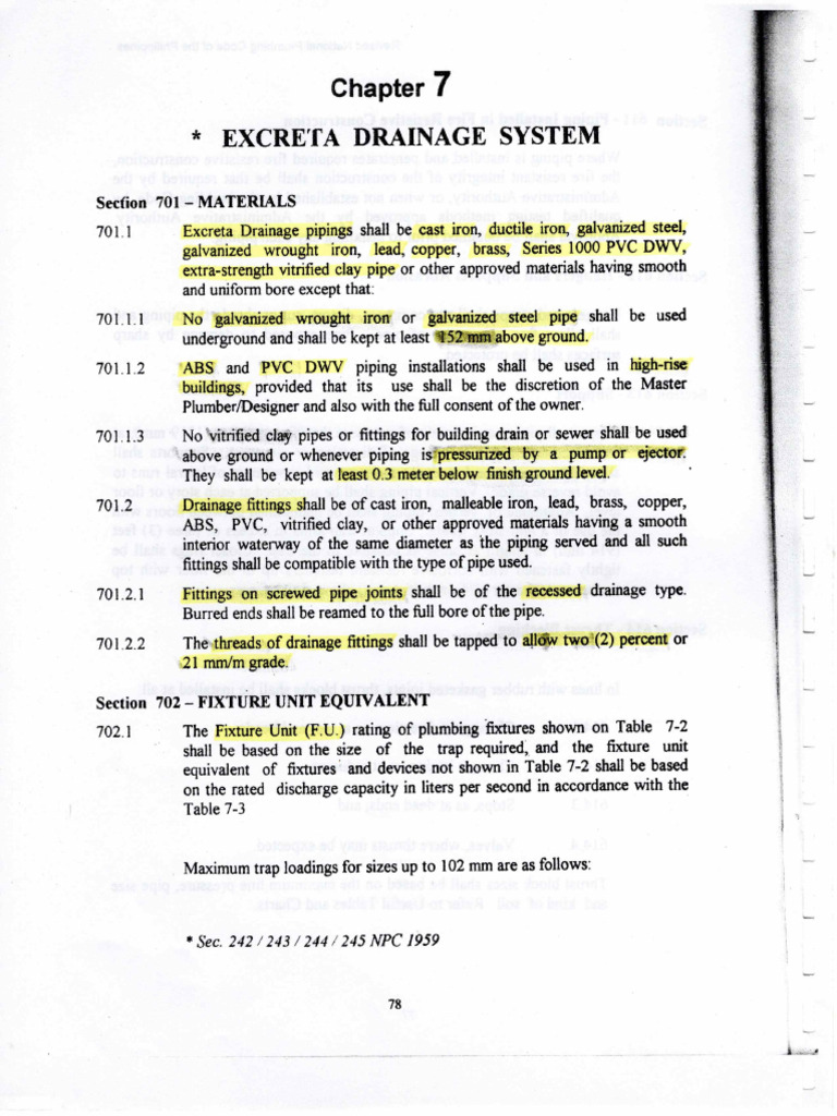 NPCP - Chapter 7 - Excreta Drainage System | PDF