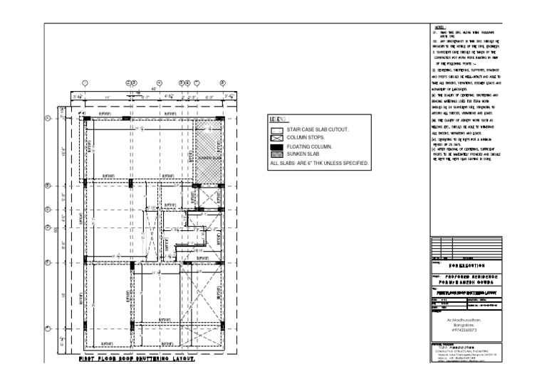 Sunken Slab and Shuttering Plan | PDF