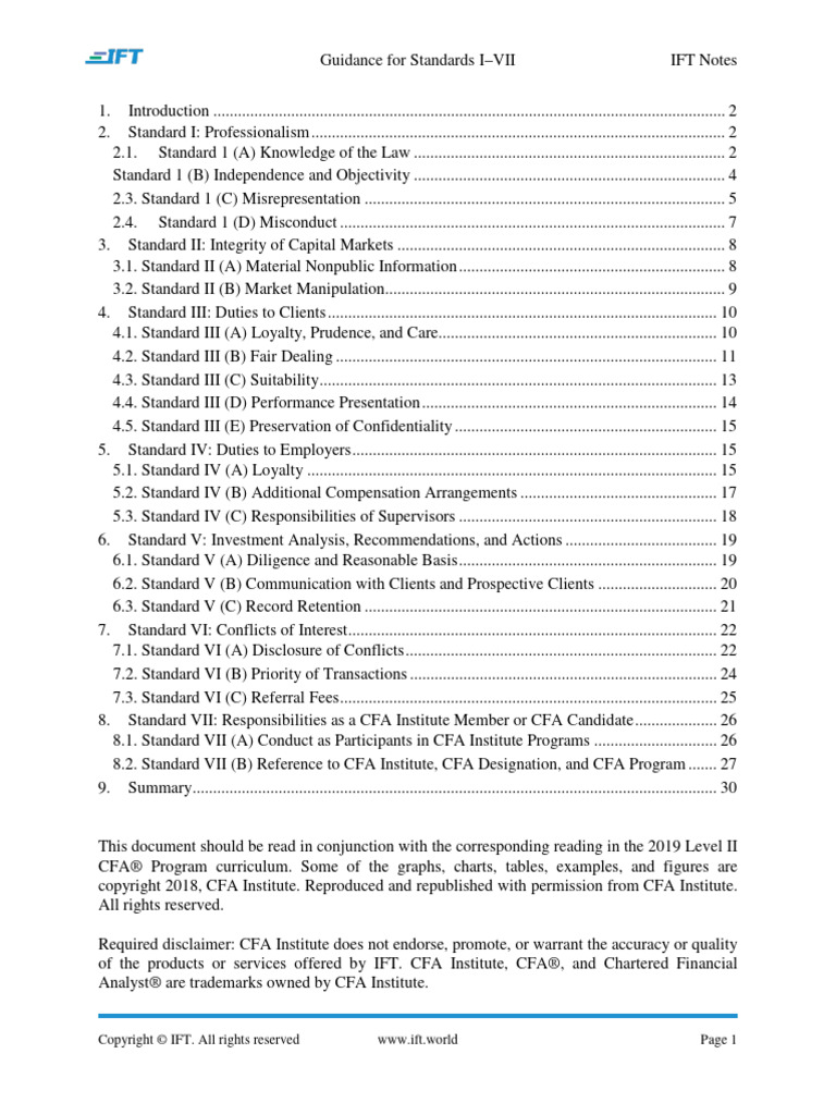 R02 Guidance For Standards I Vii Ift Notes Pdf Insider Trading Financial Analyst