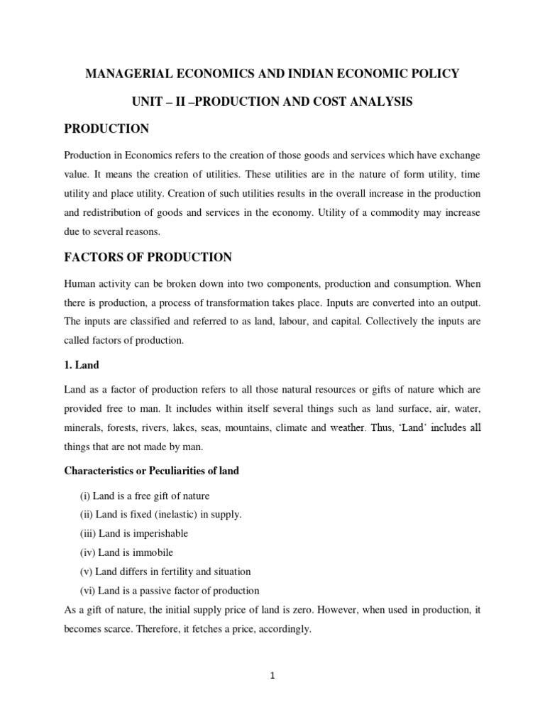Production and Cost Analysis in Economics | PDF | Production Function | Labour Economics