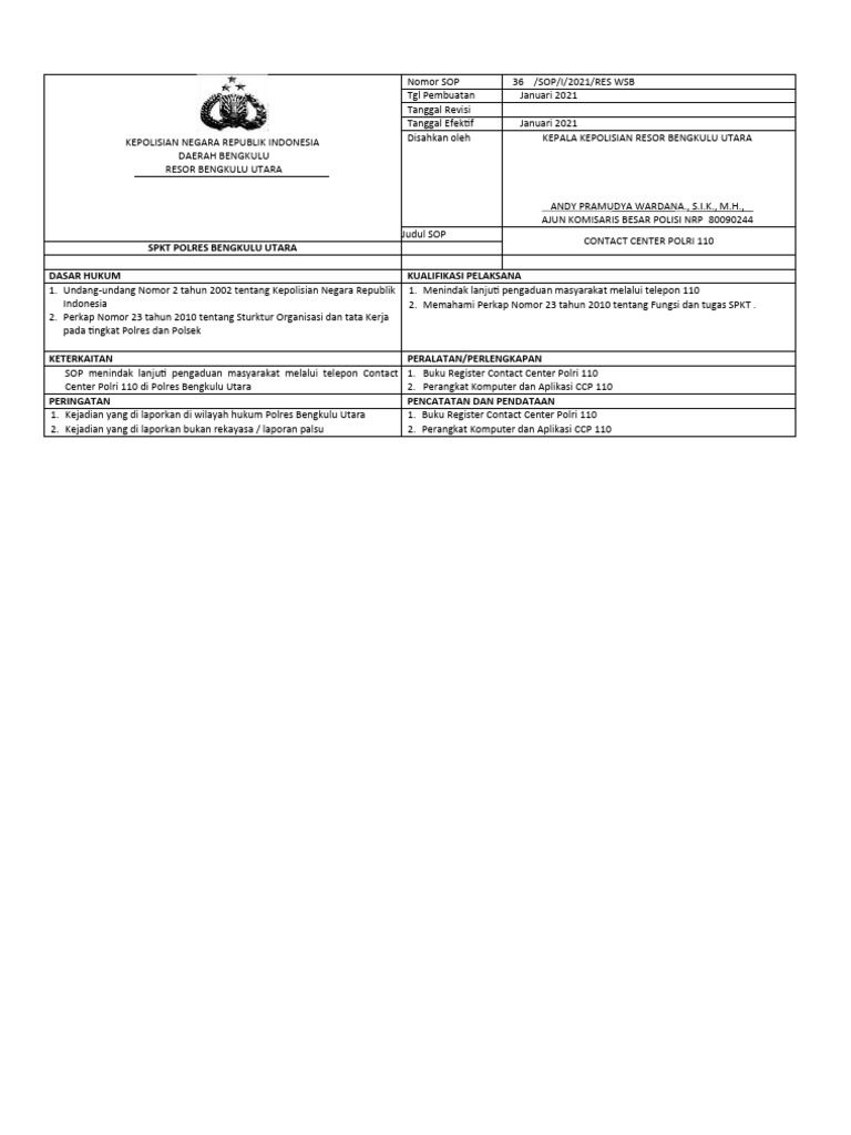 Sop 110 | PDF