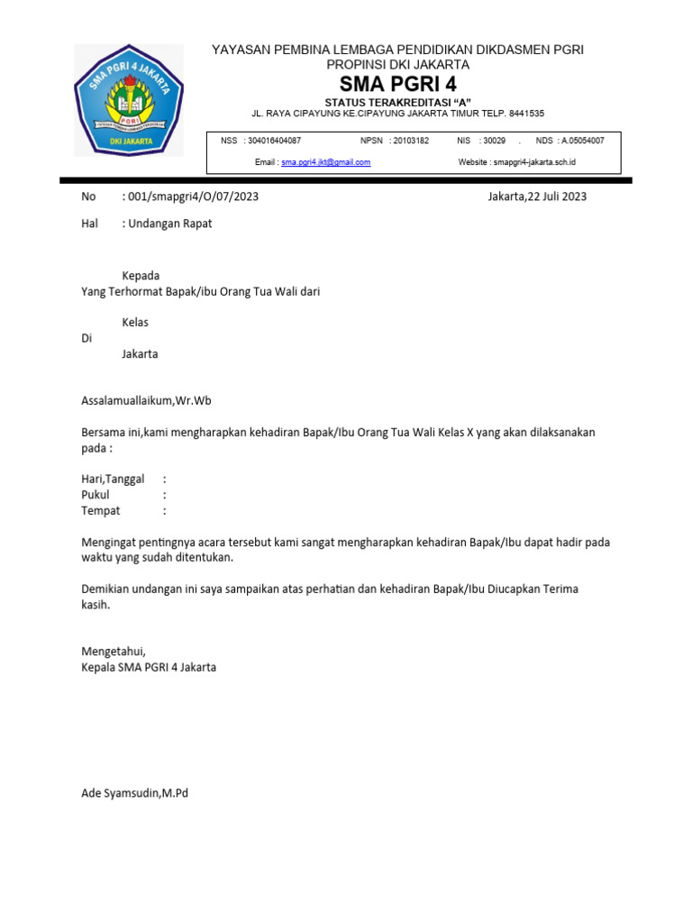 Contoh Surat Undangan | PDF