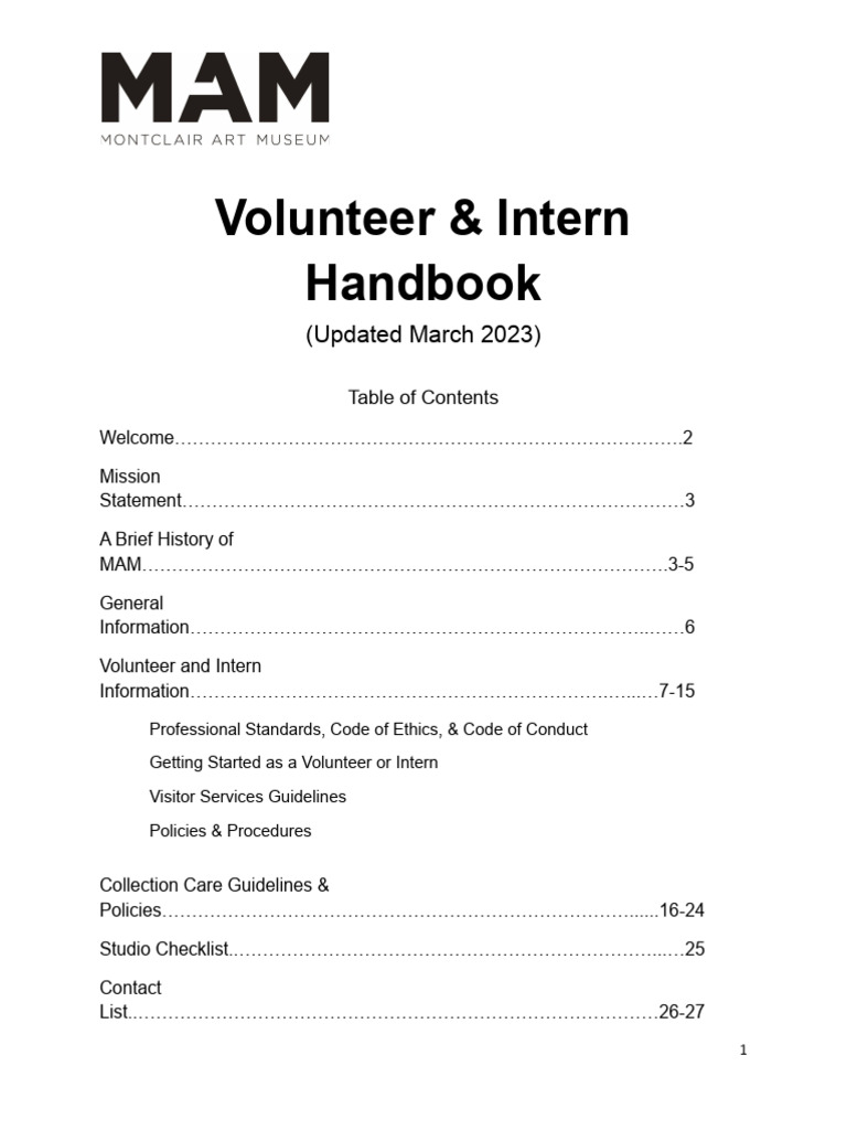 Volunteer and Intern Handbook | PDF