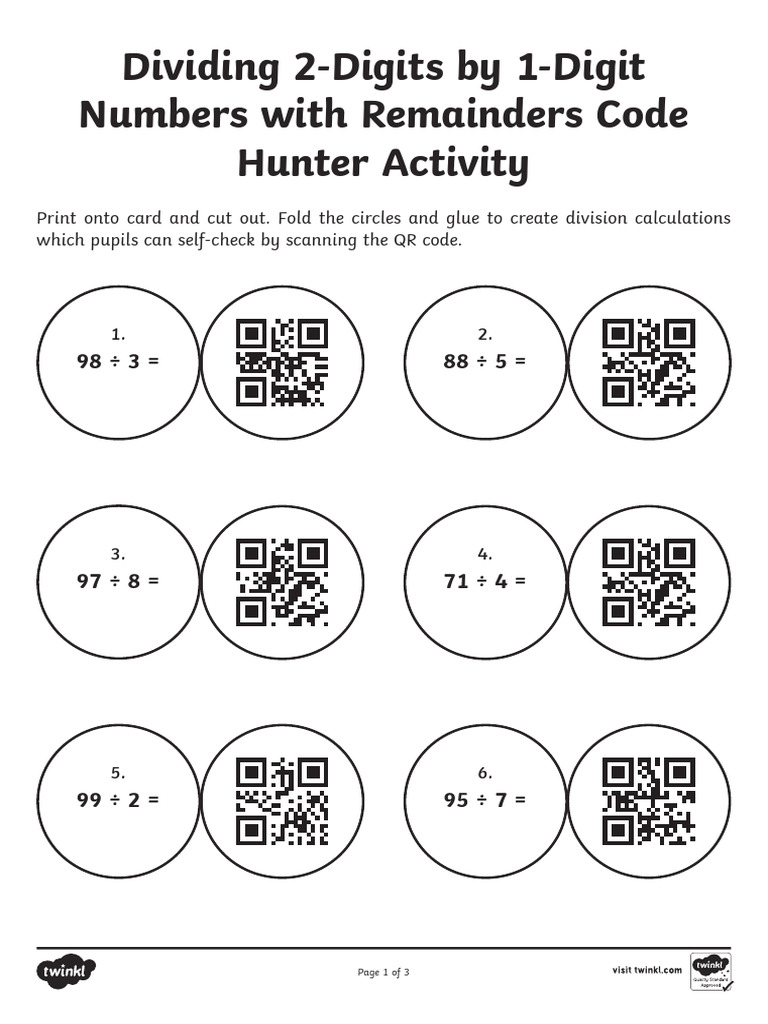 2-Digit by 1-Digit Division Activity | PDF | Computing