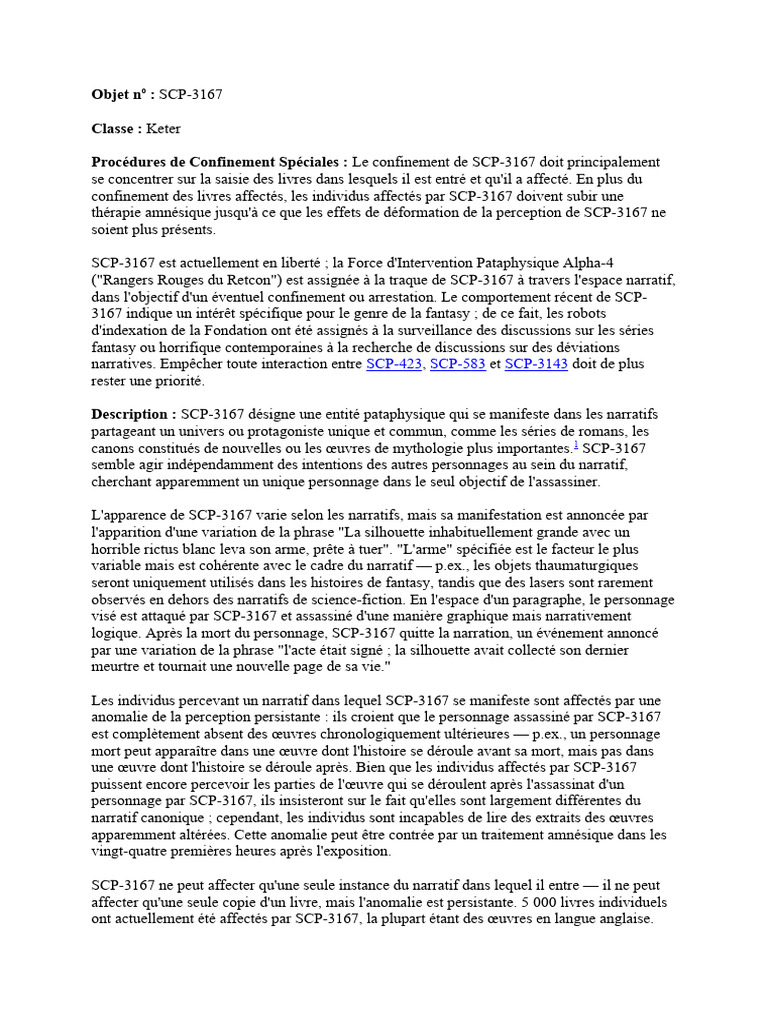 SCP 3167 | PDF | Fantaisie