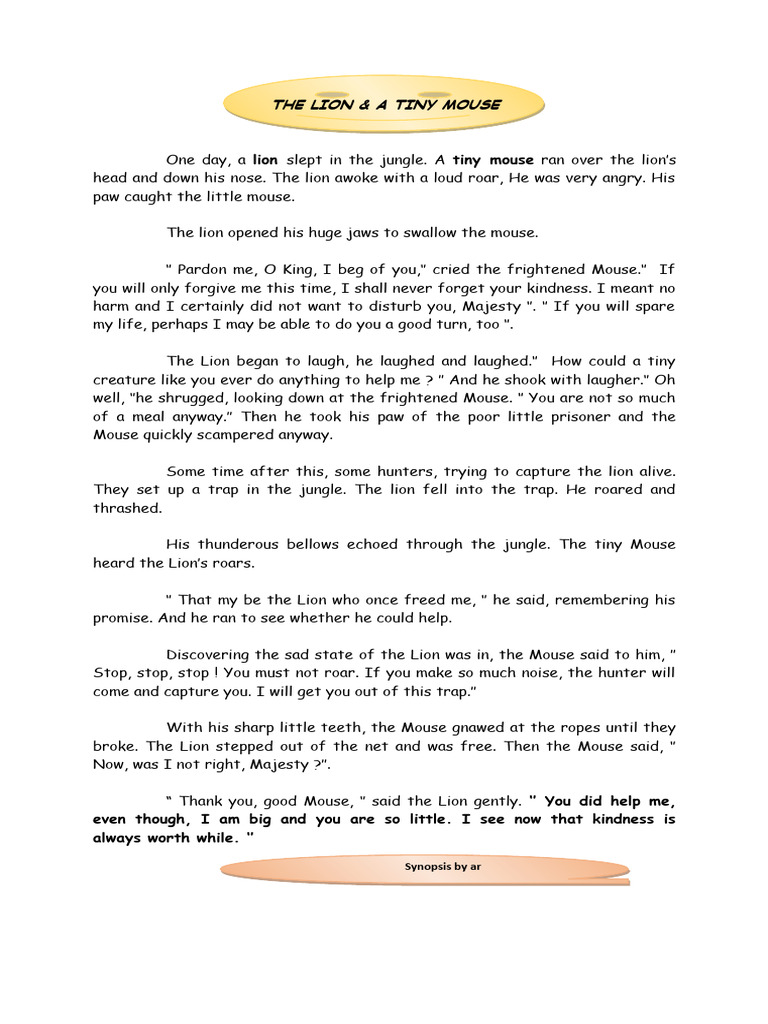 The Lion & A Tiny Mouse | PDF | Poetry | General Fiction