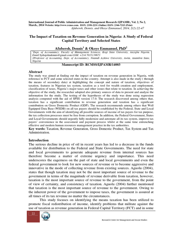 The Impact of Taxation On Revenue Genera | PDF | Taxes | Income