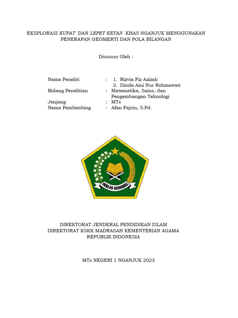 Proposal Myres - MST - Rizvia Fiz Azizah Dan Dinda Aini N.R - MTSN 1 ...