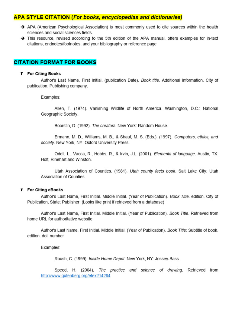 APA Citation Guide for Students | PDF | Citation | Apa Style