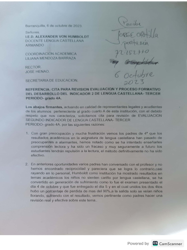 Radicado Carta Humboldt 4a | PDF