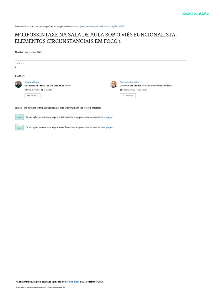 Morfossintaxe Na Sala de Aula Elementos Circunstanciais | PDF ...